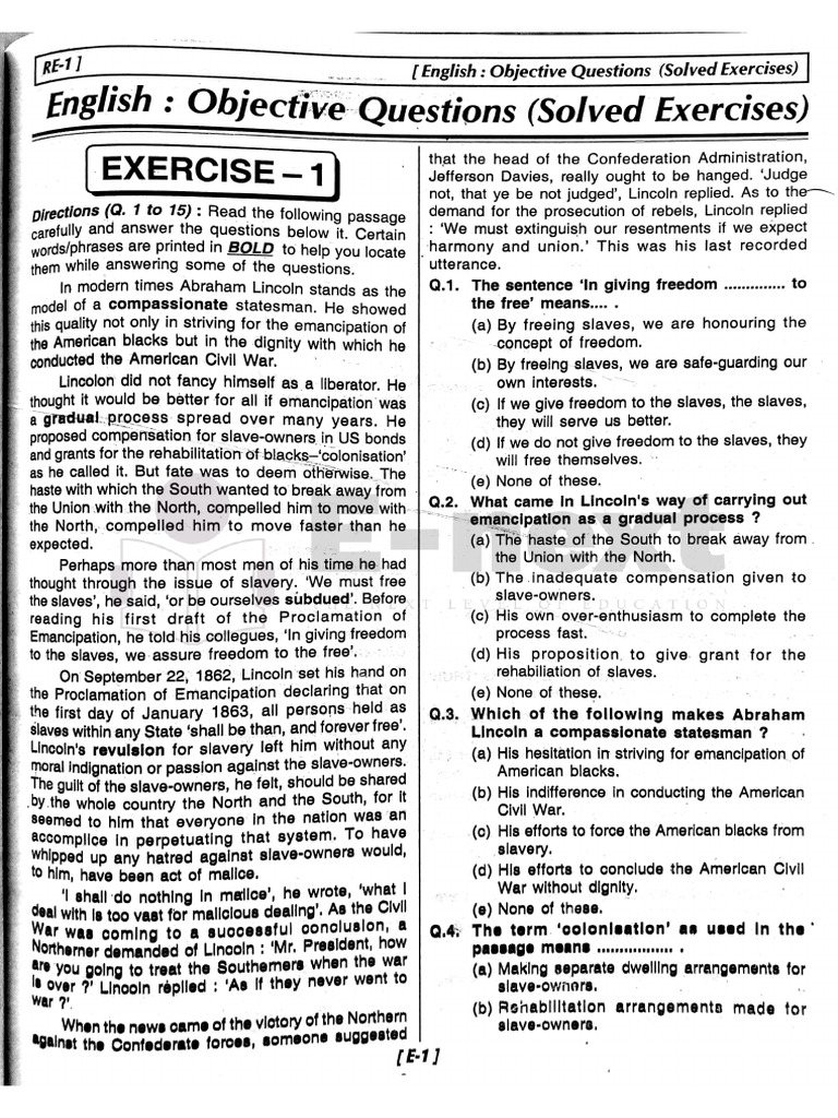 03-English - Objective Questions (Solved Exercises) (E-Next - In) | PDF