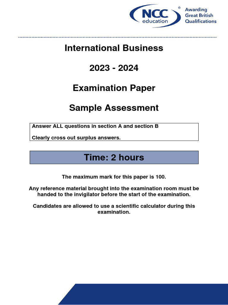 IB Sample Exam 2023 2024 QP | PDF | Internal Rate Of Return | Business