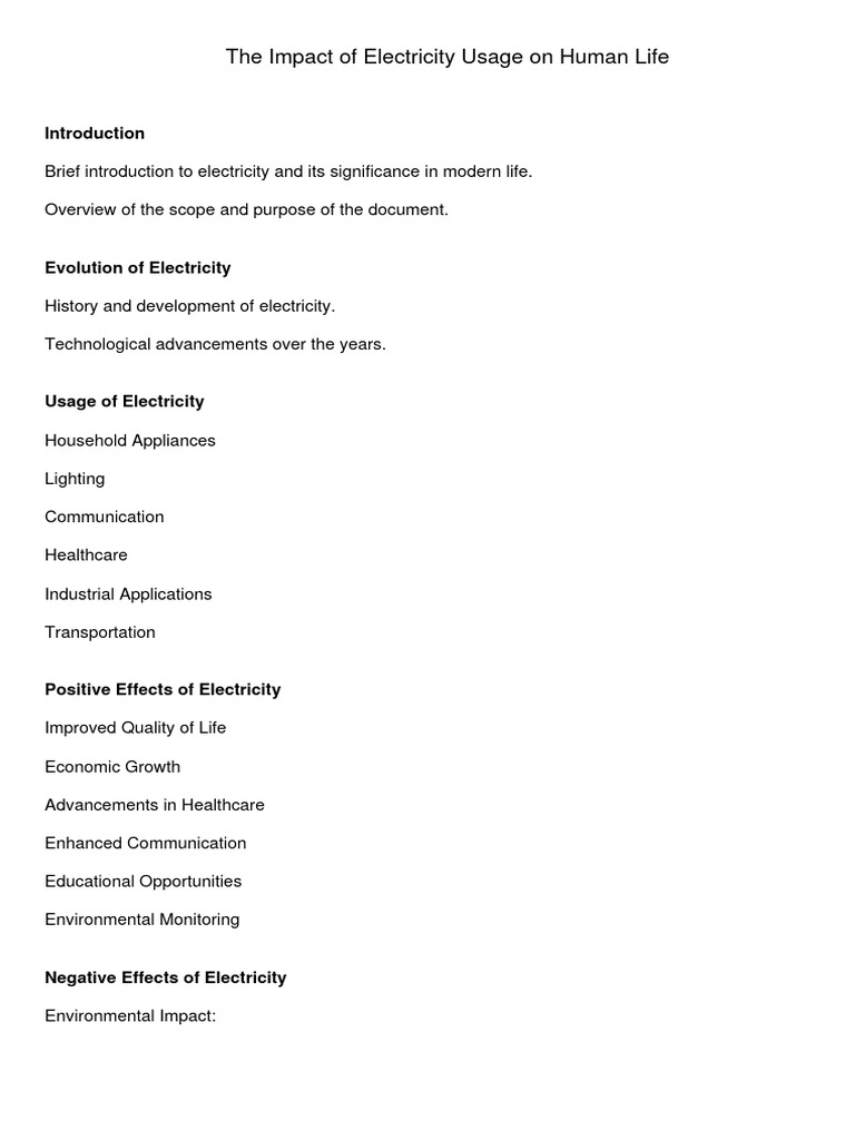 Electricity Usage and Effects | PDF