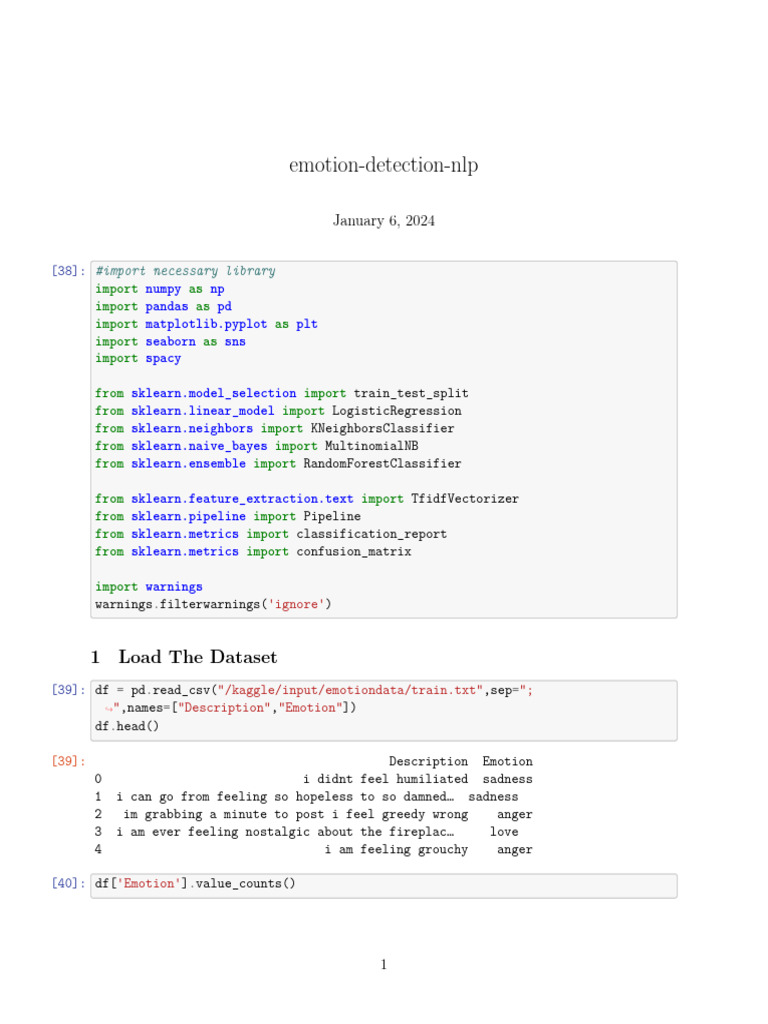 NLP - Emotion Detection | PDF | Statistical Data Types | Statistical Classification