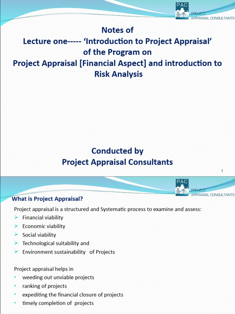 N 01 PAC Introduction To Project Appraisal | PDF | Net Present Value | Internal Rate Of Return