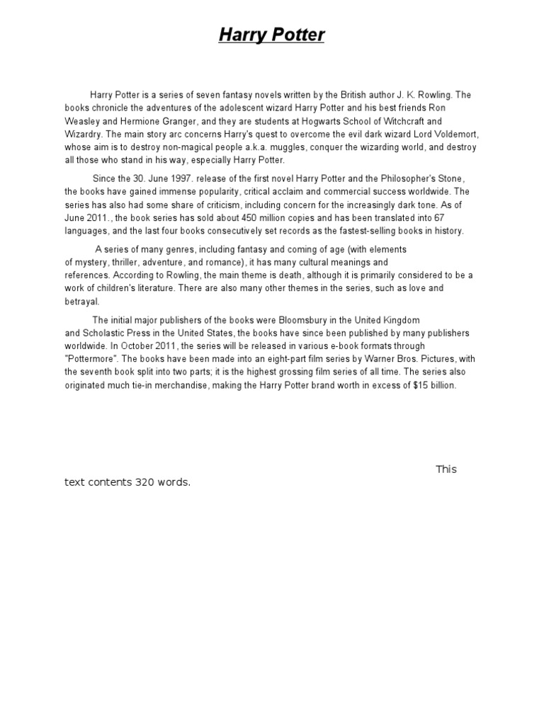 Overview of the Harry Potter Series | PDF | General Fiction