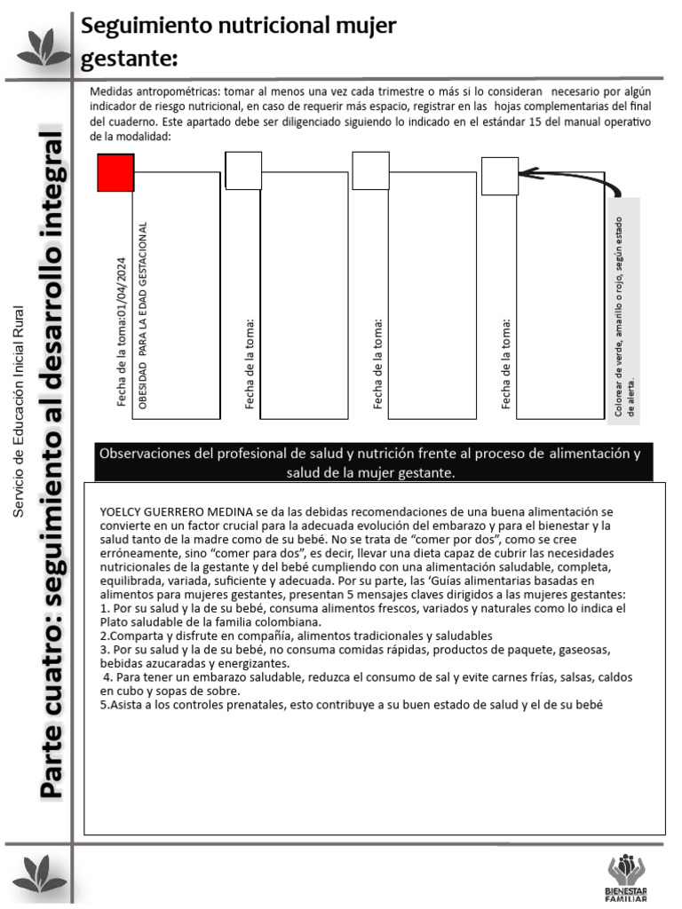 2ua Huellitas de Amor - Seguimiento Nutricional 1 Toma | PDF ...
