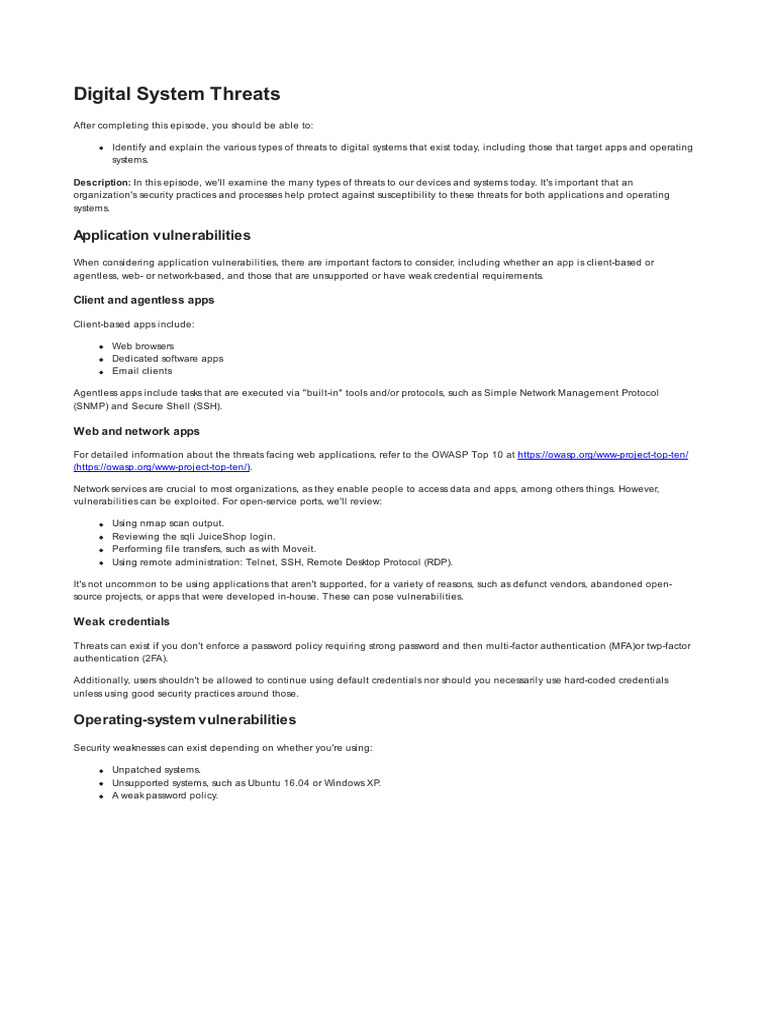 Comptia Sy0701b 2 3 1 Digital System Threats - v2 UD011124 | PDF ...