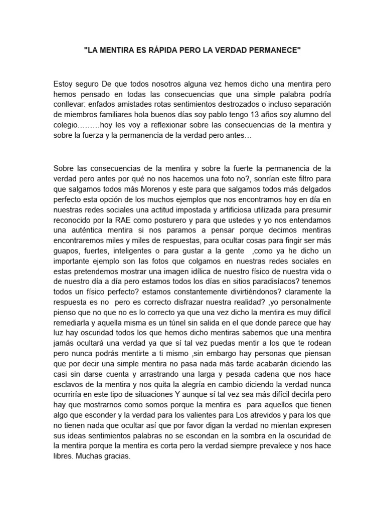 Consecuencias de la mentira y la verdad | PDF | Mentira | Verdad