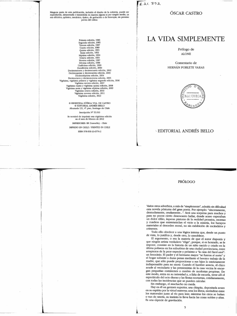 La Vida Simplemente. Oscar Castro | PDF