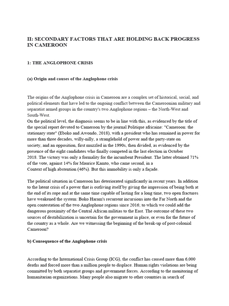 Anglophone Crisis Impact on Cameroon | PDF | Cameroon | International ...