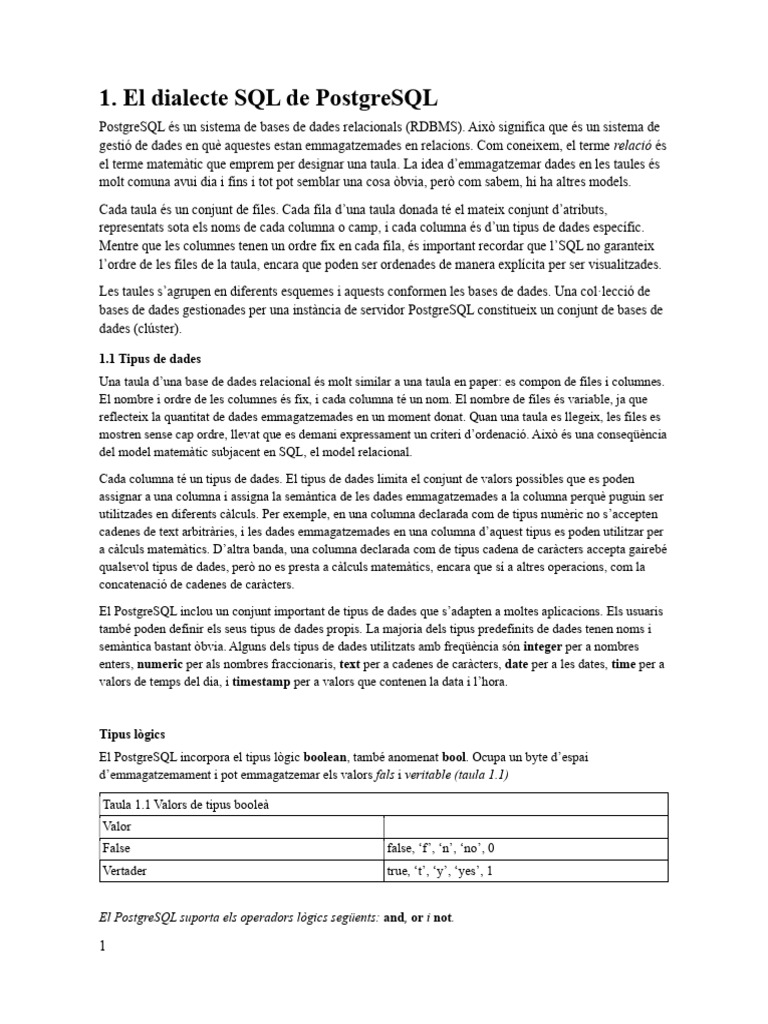 Dialecto PostgreSQL | PDF