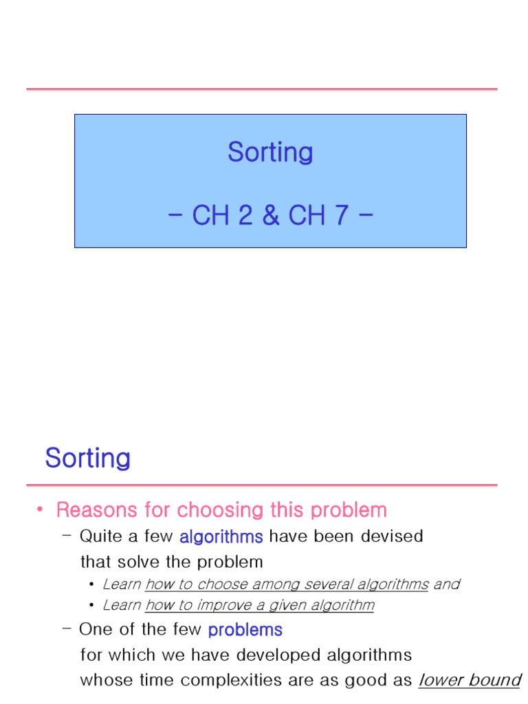 Sorting - CH 2 & CH 7 | PDF | Theoretical Computer Science | Discrete Mathematics