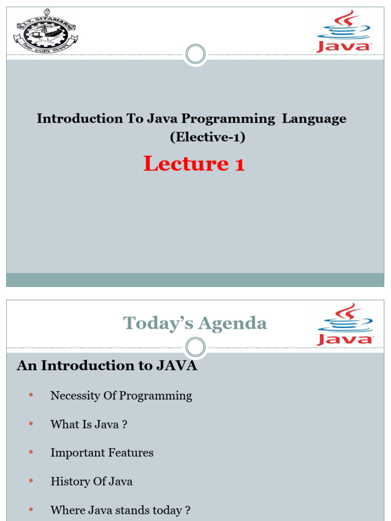 Lecture 1 Pdf Java Virtual Machine Java Programming Language 5130