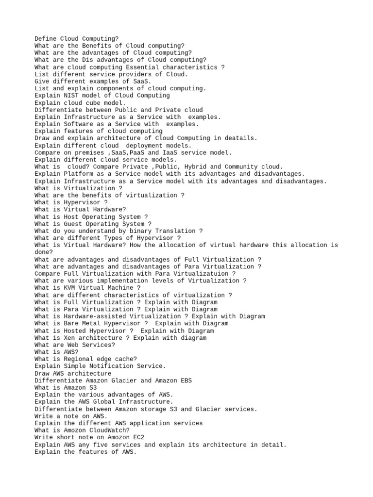 CC Imp | PDF | Cloud Computing | Virtualization