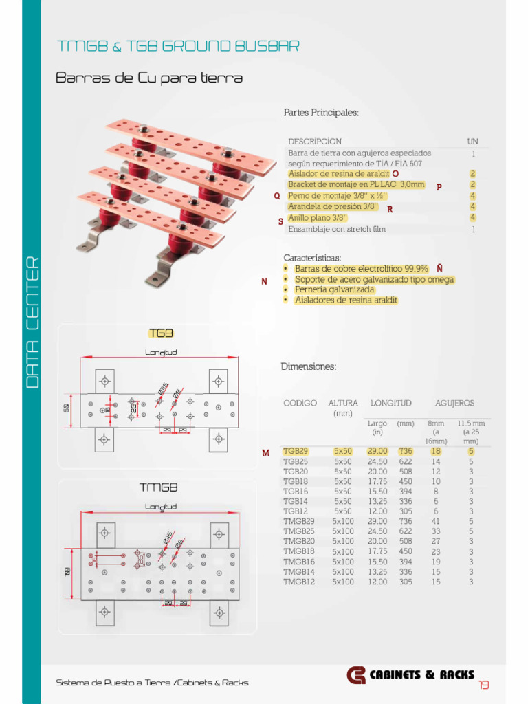 TGB y TMGB 5mm Ground Busbar | PDF | Materiales de construcción
