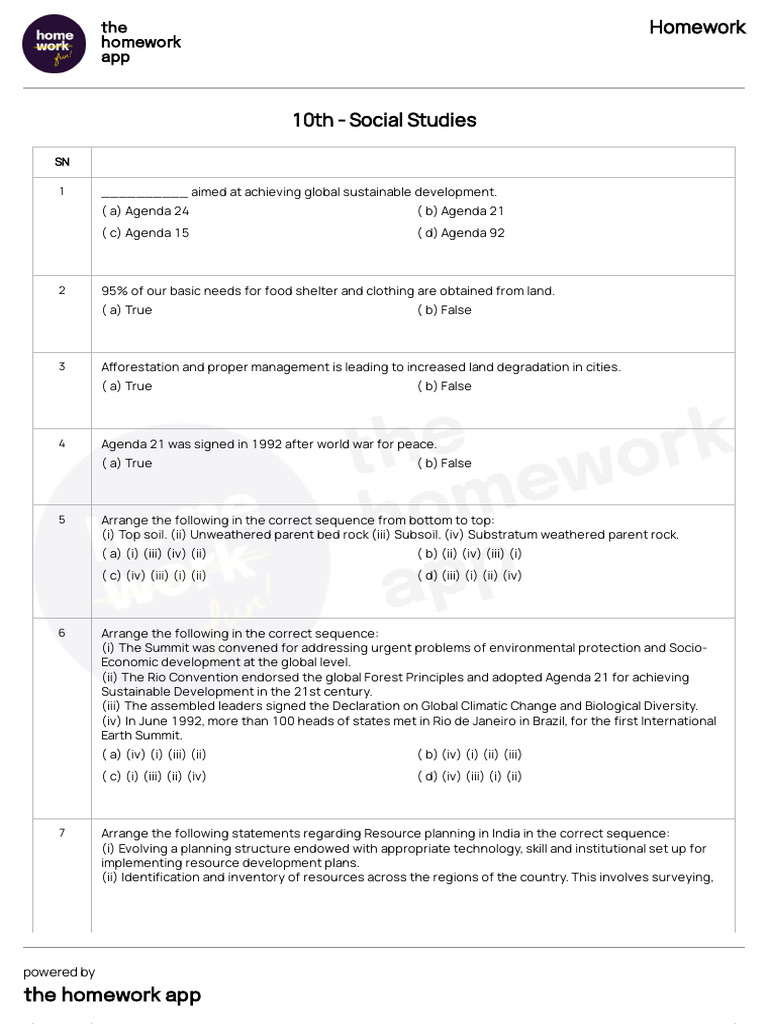 Resource and Development MCQ | PDF | Soil | Erosion