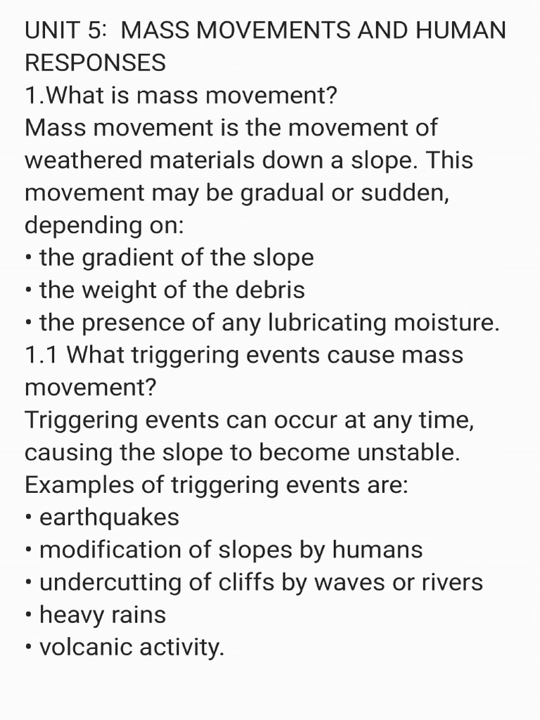 Mass Movements Notes | PDF
