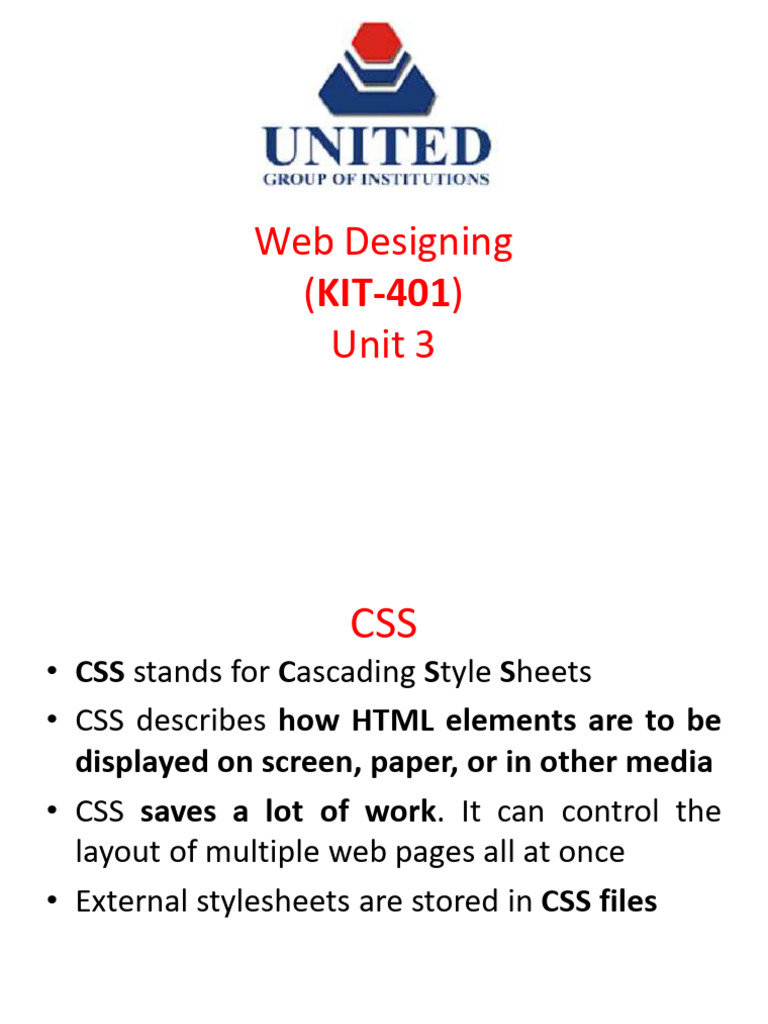 Web Designing (KIT-401) Unit 3 | PDF | Html | Html Element