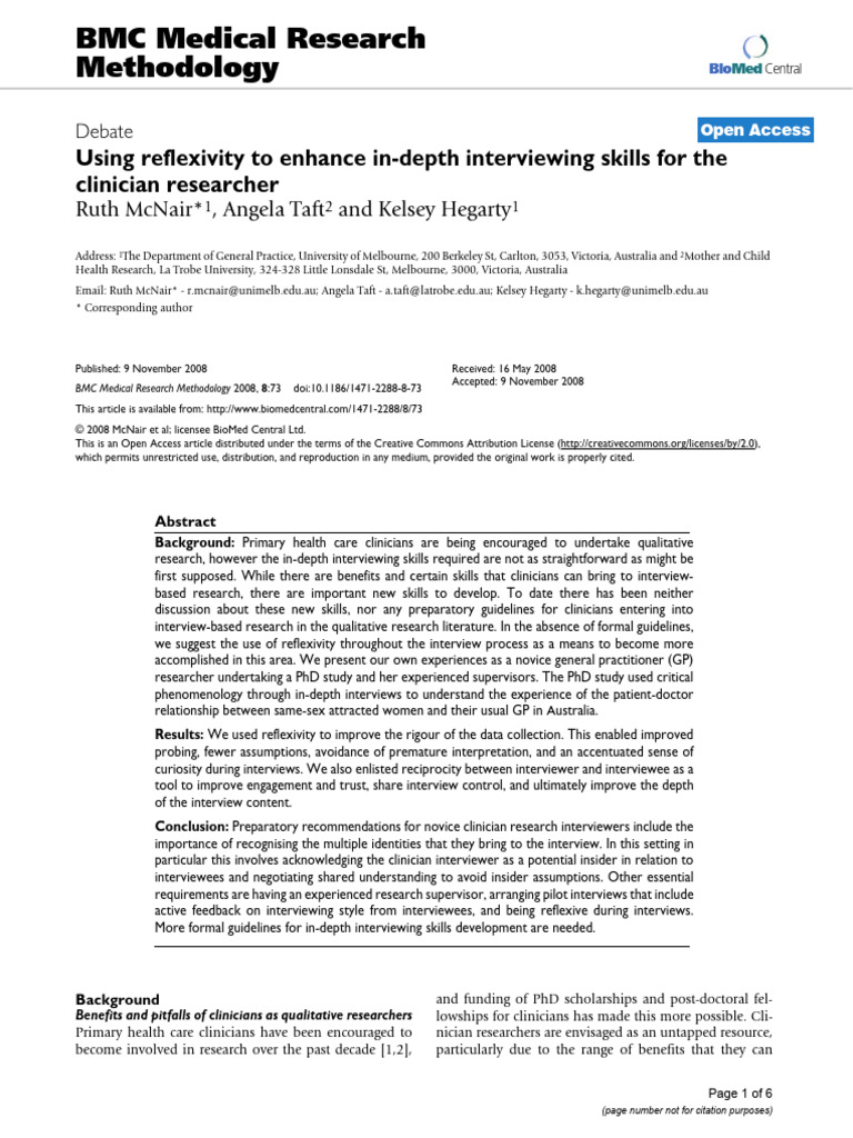 Using Reflexivity To Enhance in Depth in | PDF | Methodology ...