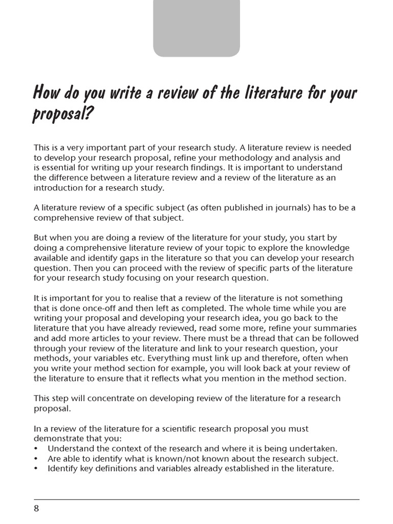 How To Write A Review of The Literature For Your Proposal | PDF | Pub ...