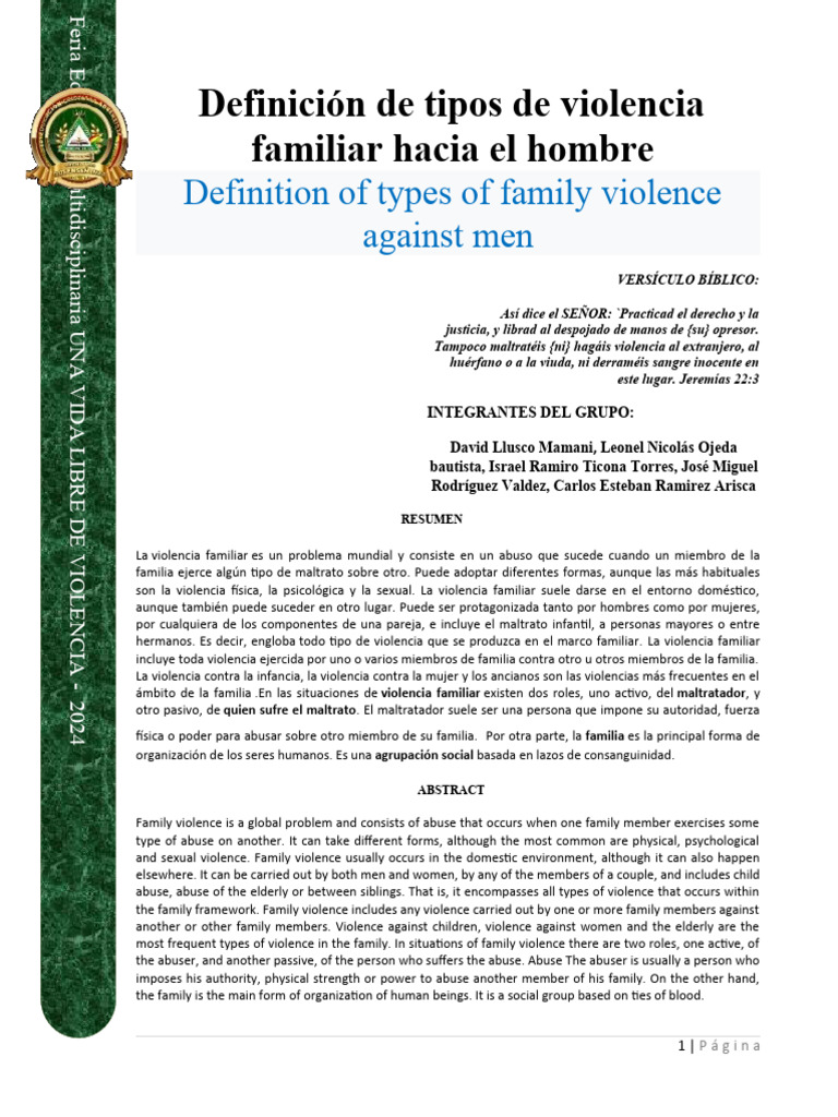 Deficion Tipos de Violencia. | PDF | Violencia | Violencia doméstica