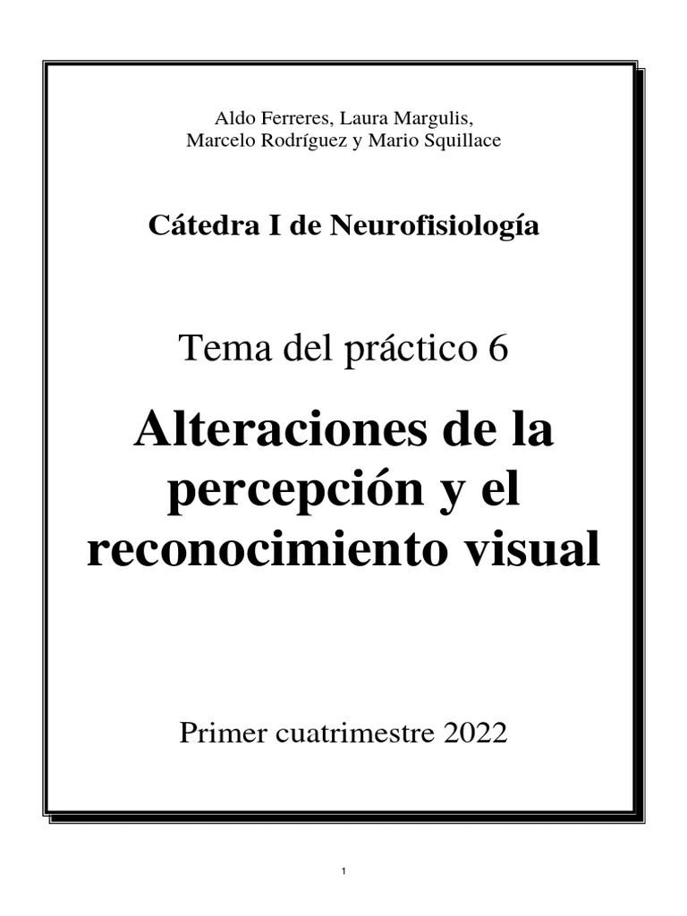 Ferreres - Alteraciones de La Percepción y El Reconocimiento Visual. Agnosia Visual. (1 ...