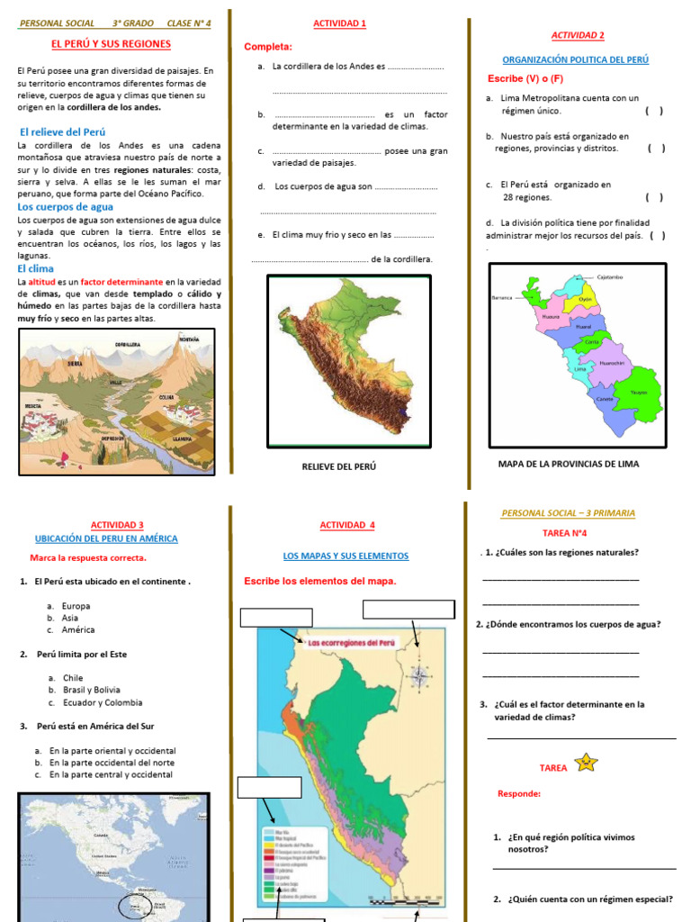 Clase 4 Peru y Sus Regiones Personal Social 3°grado | PDF | Perú | Clima