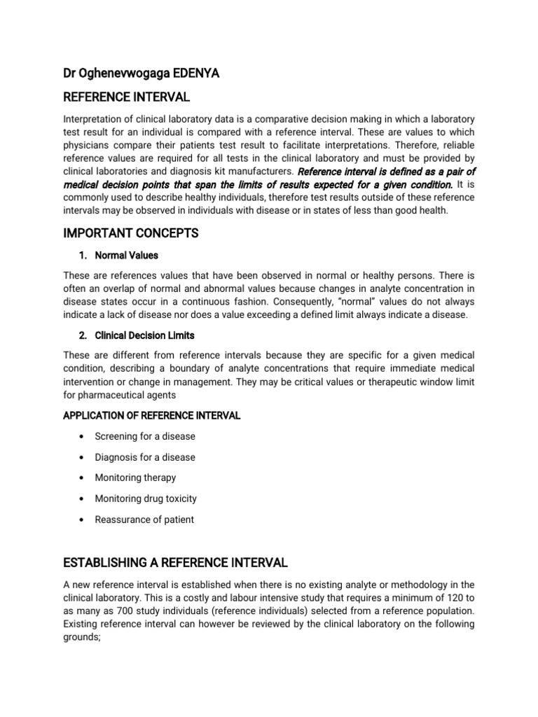 Reference Interval - Chem Path | PDF | Science & Mathematics