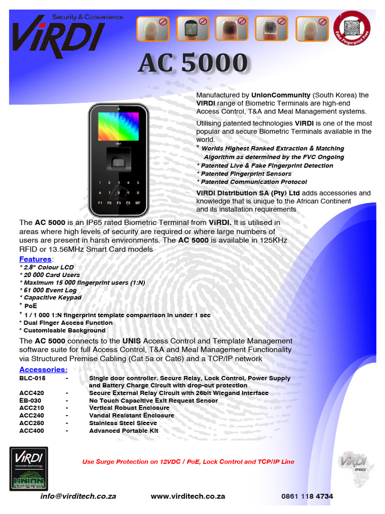 AC5000 | PDF | Access Control | Touchscreen