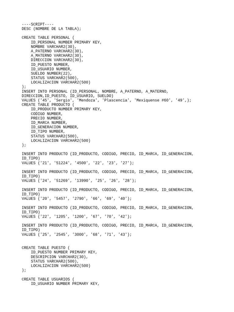 Script | PDF | SQL | Informática
