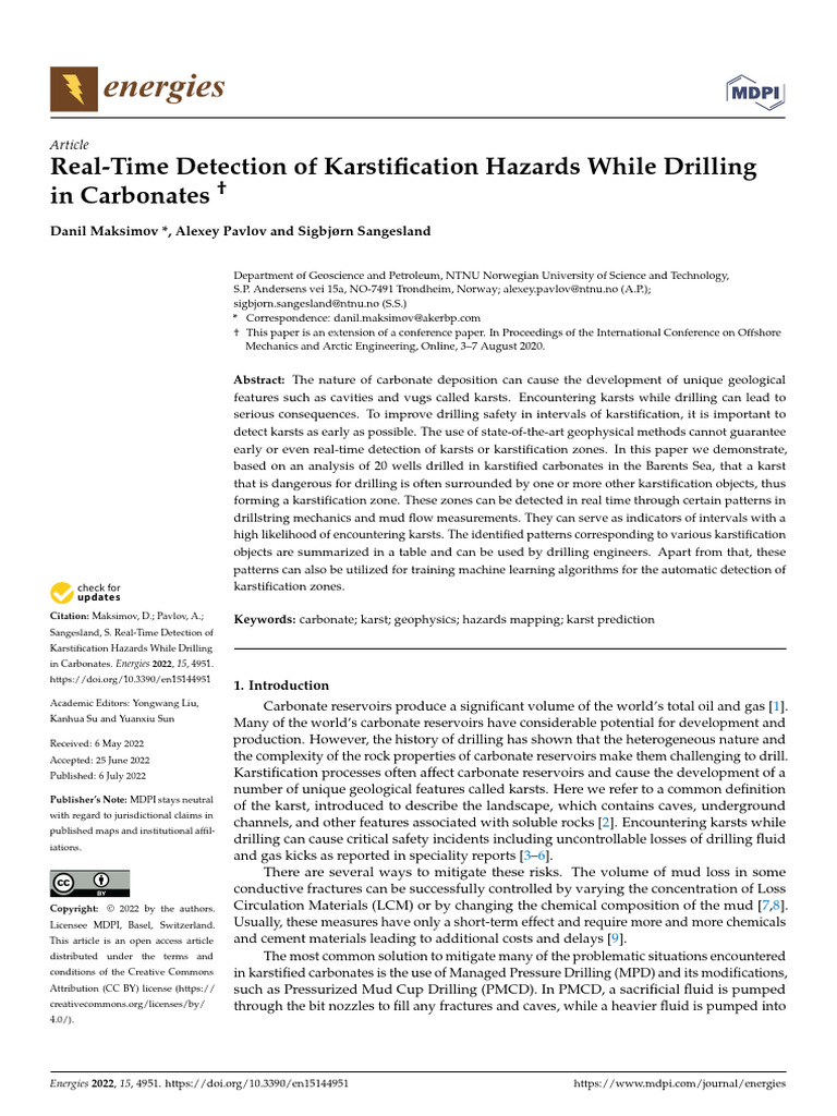 Maksimov - Real-Time Detection of Karstification Hazards While Drilling ...
