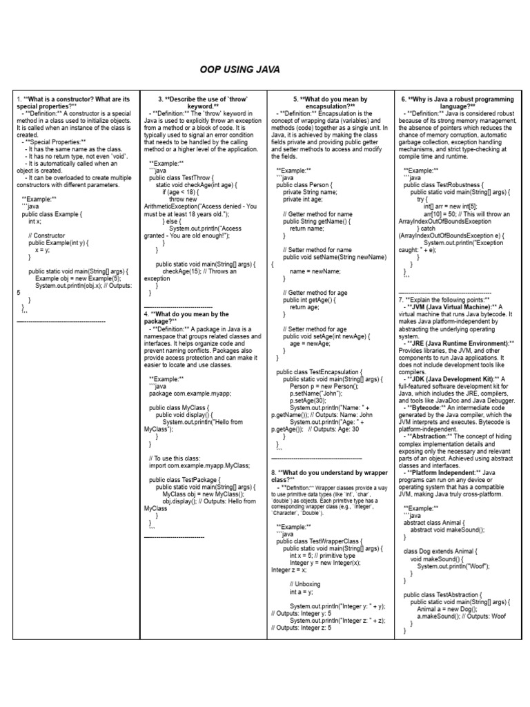 OOP Java | PDF | Method (Computer Programming) | Class (Computer ...