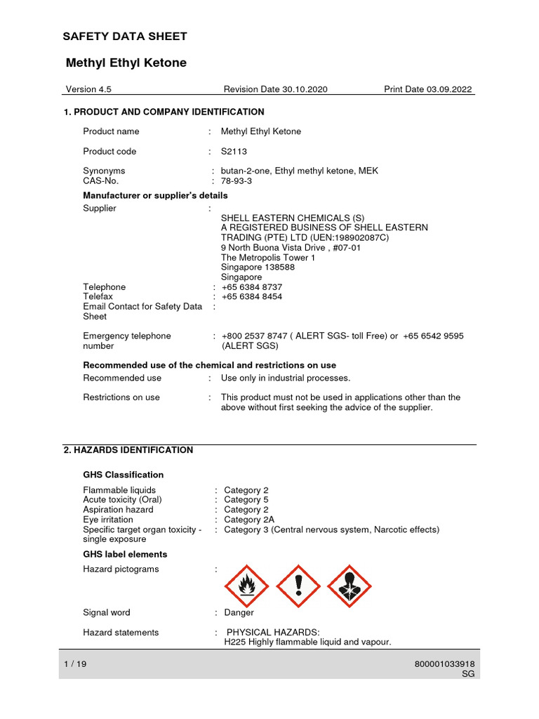 Methyl Ethyl Ketone-MSDS | PDF | Waste | Combustion