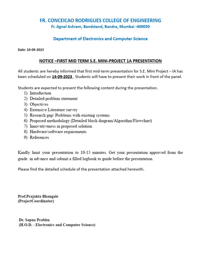 SE-sem3 Mini Project Presentation 23-24 - Student Notice | PDF | Engineering | Computing