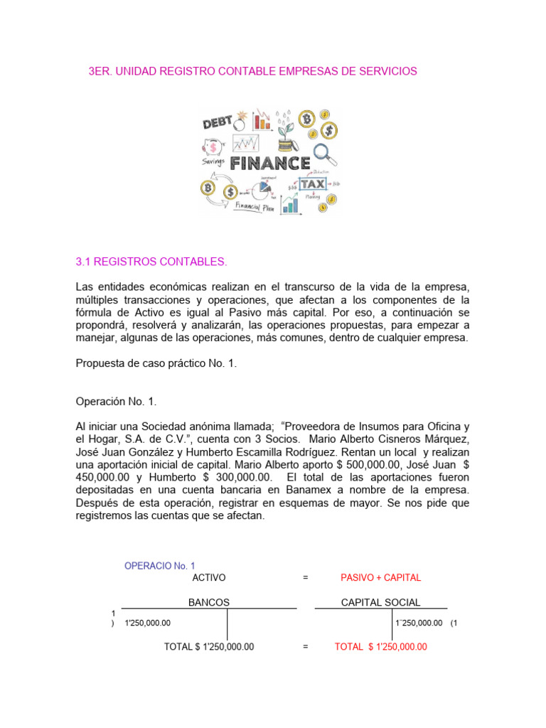 3er. Unidad Sistema de Registro Contable Empresa de Servicios | PDF | Contabilidad | Bancos