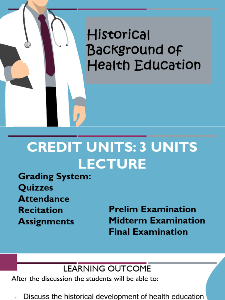 Week 1 - Historical Background of Health Education | PDF | Health ...