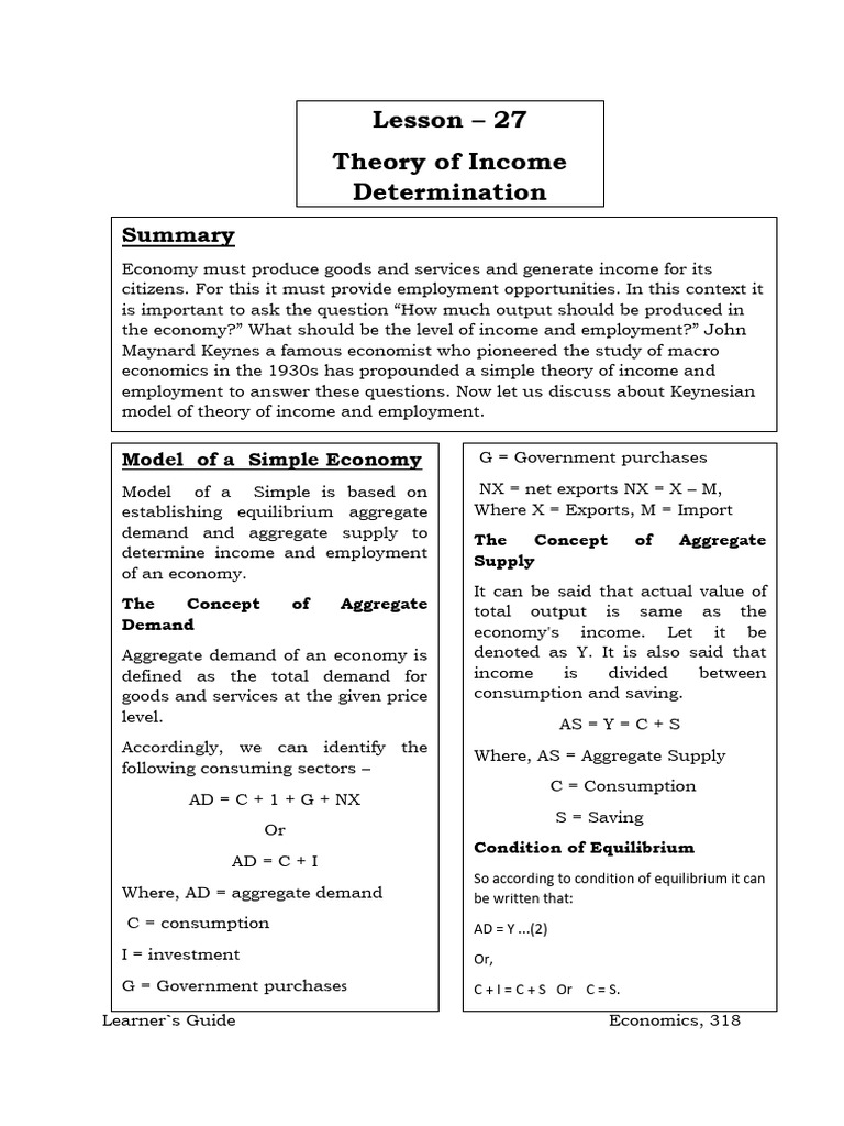 Notes Class 12 Economics | PDF | Economics | Fiscal Multiplier