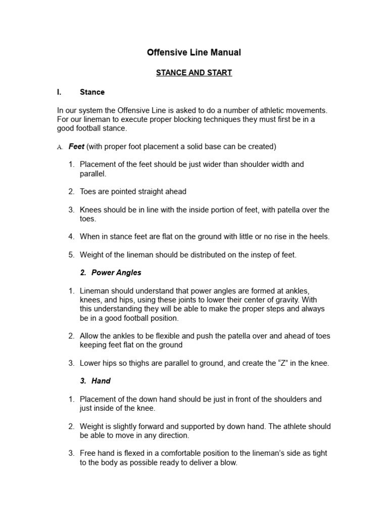 Offensive Line Manual | PDF | Quarterback | Foot