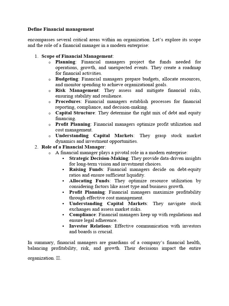 Define Financial Management | PDF | Net Present Value | Bonds (Finance)