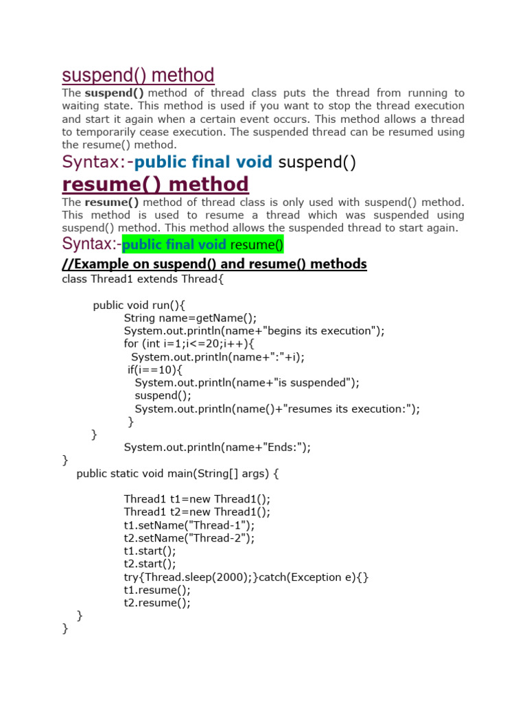 thread class methods programs | Download Free PDF | Software Engineering | Computer Programming