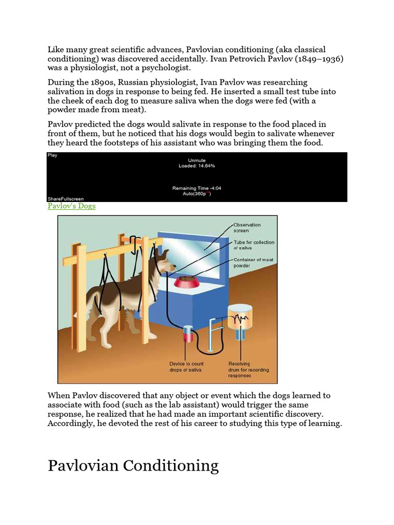Pavlov Dogs | PDF | Classical Conditioning | Mental Processes