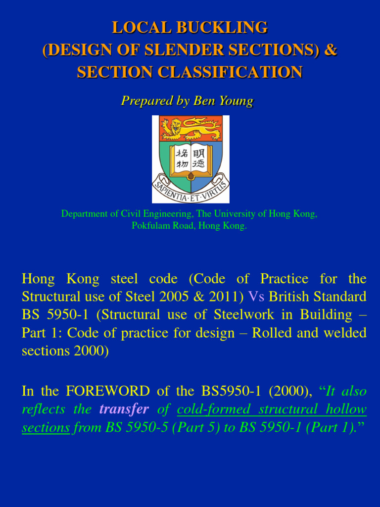 Topic 3 - Part 1 (Design of Slender Sections) | PDF | Buckling | Bending