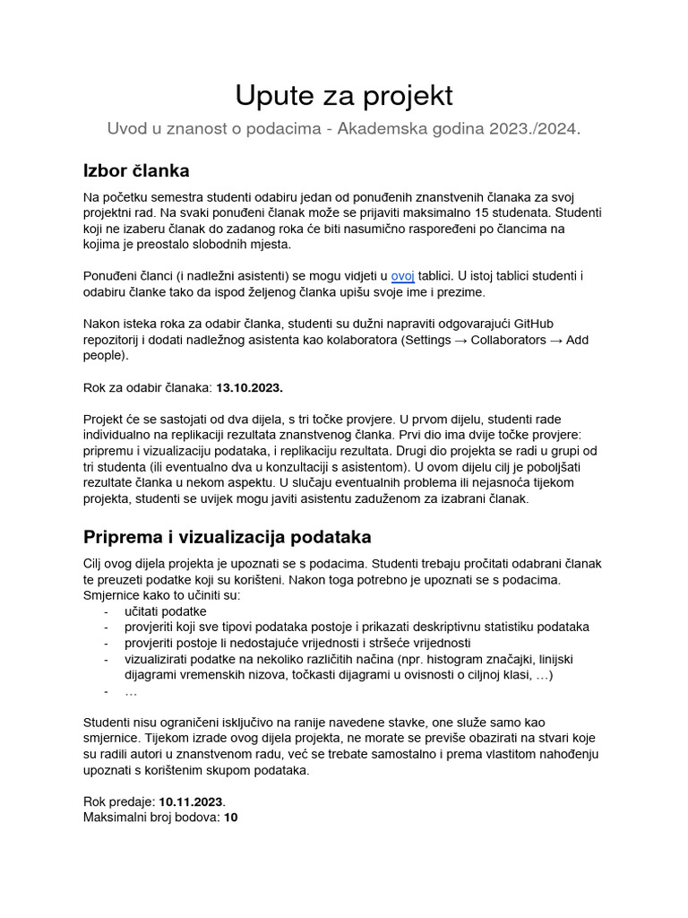 UZOP - Upute Za Projekt | PDF