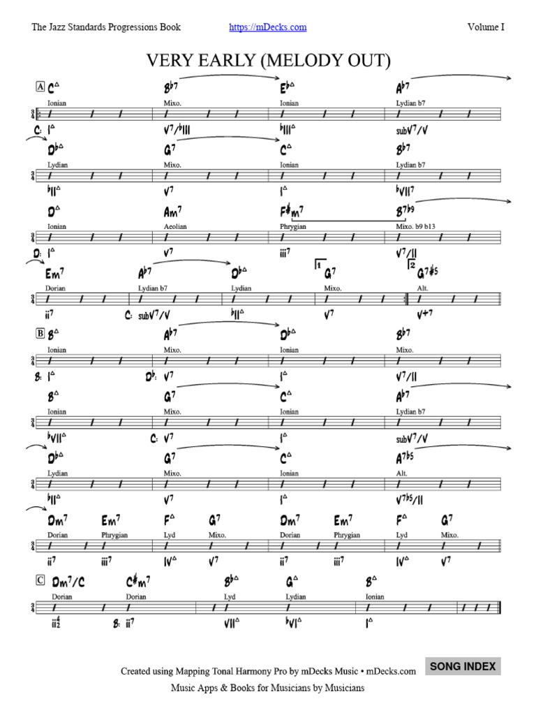 Very Early (Melody Out) - Jazz Standards Progressions Book Analyzed ...