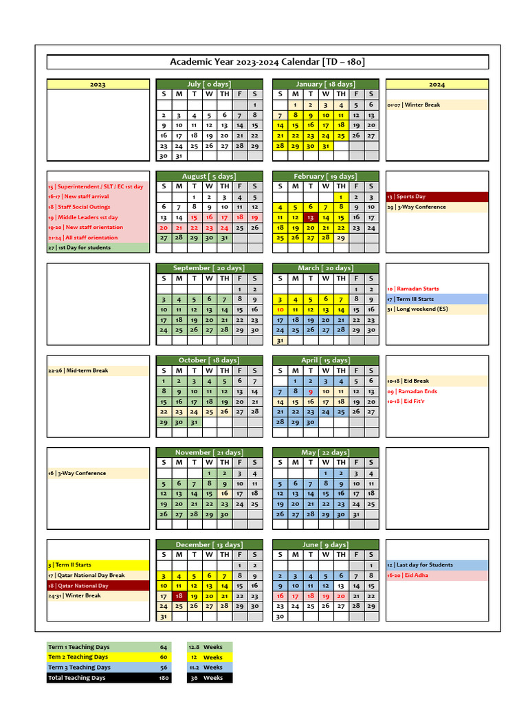 EMS Doha Calendar 2023 2024 | PDF | Holidays | Observances