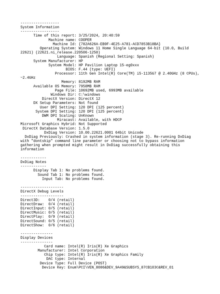 DxDiag | Download Free PDF | Device Driver | Codec