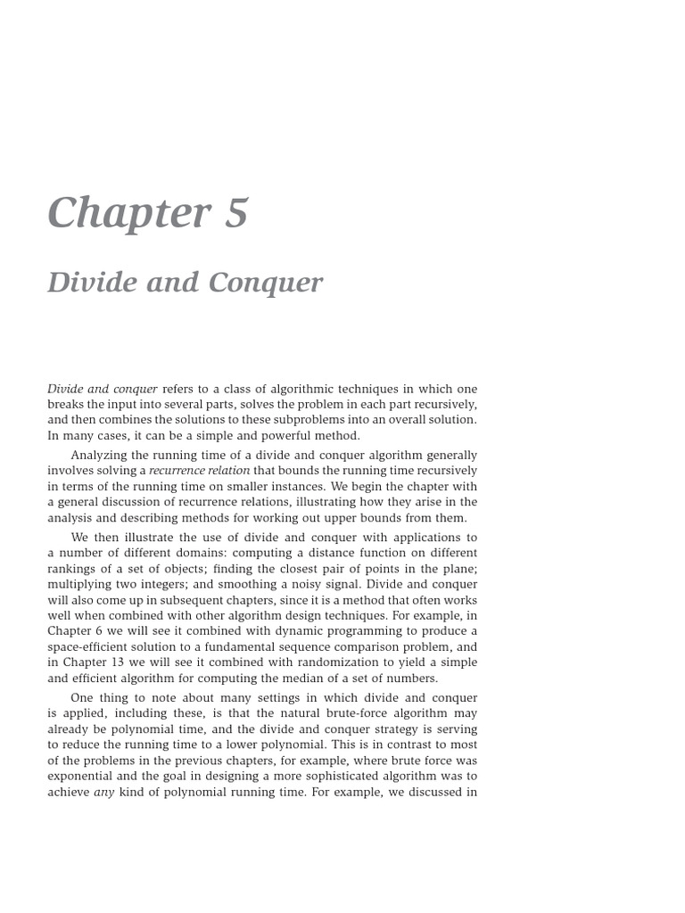 Divide and Conquer | PDF | Time Complexity | Recurrence Relation