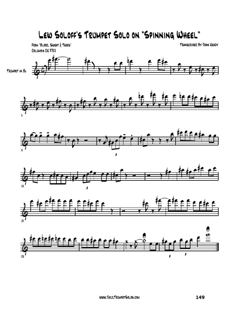 Spinning Wheel - Jazz Trumpet - Lew Soloff | PDF