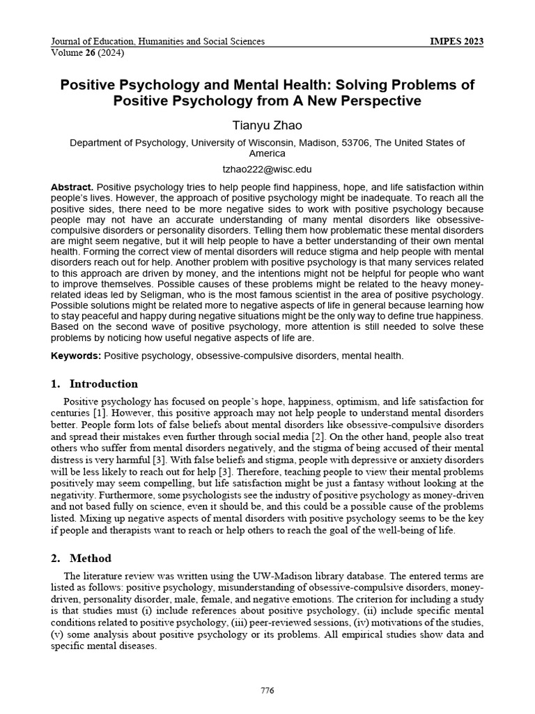 Positive Psychology and Mental Health Solving Prob | PDF | Positive Psychology | Psychology