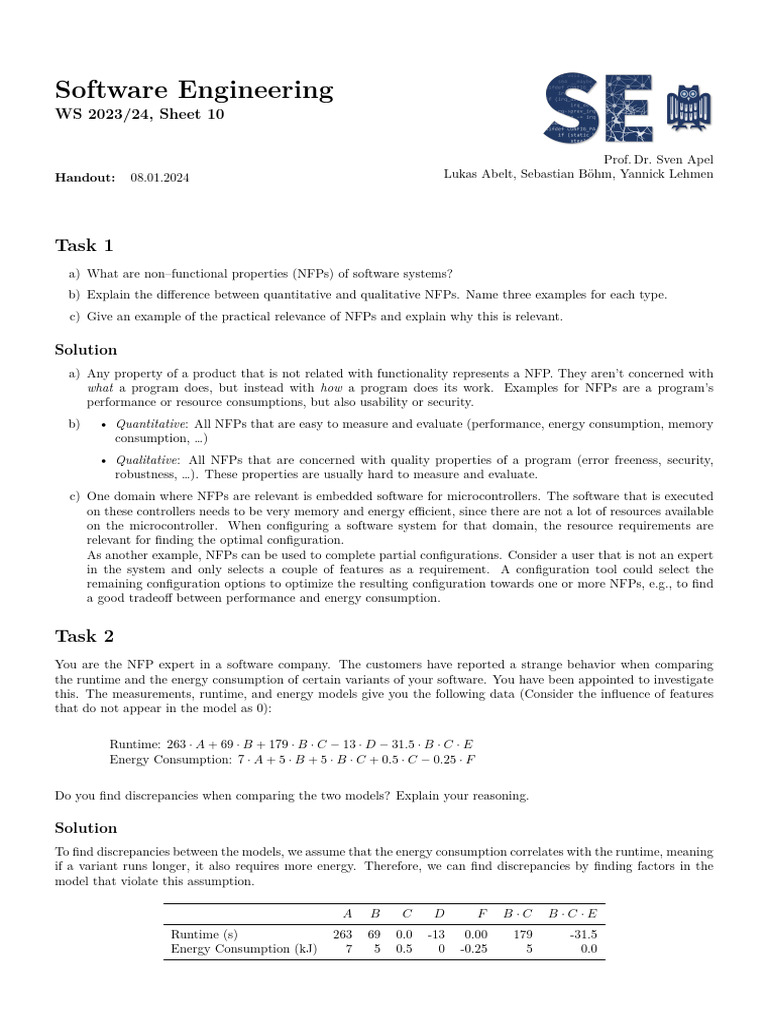 Exercise Sheet 10 Solution | PDF | Consumption (Economics) | Runtime System