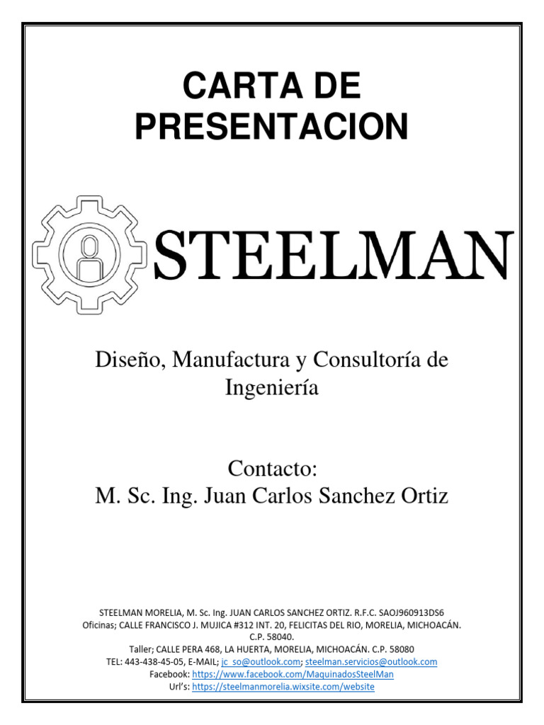 Carta de Presentacion Steelman Morelia | PDF | Soldadura | Construcción