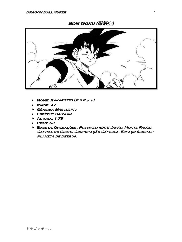 Idade e Origem de Son Goku | PDF