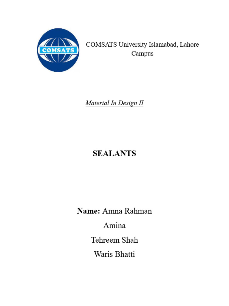 Sealants Document | PDF | Silicone | Epoxy